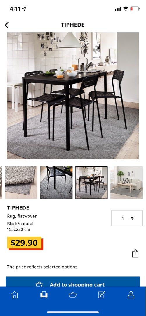 IKEA Tiphede Rug 155 x 220cm, Furniture & Home Living, Home Decor ...
