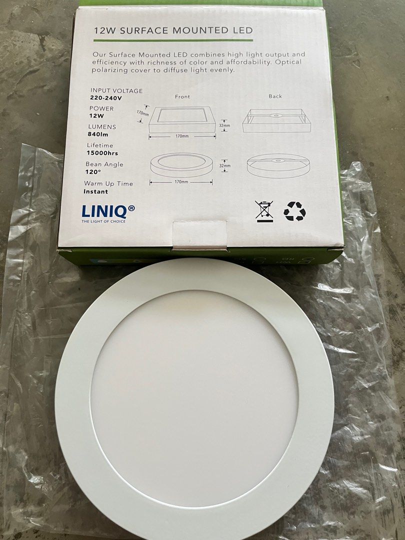 LINIQ Surface Mounted LED, Furniture & Home Living, Lighting & Fans ...
