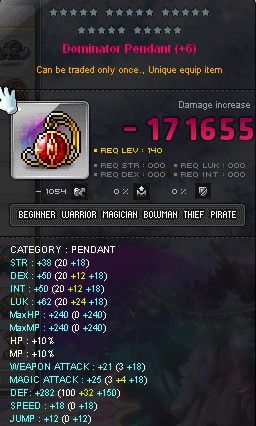 Maplesea Aquila Dominator Pendant 6 fragged, Video Gaming, Gaming ...