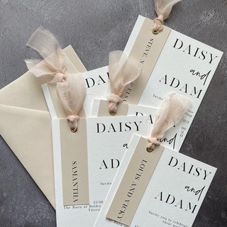 matte paper minimalist neutral wedding invitation, Hobbies & Toys ...