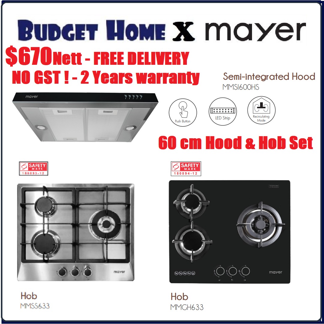 Mayer hood and hob 60cm kitchen set, TV & Home Appliances, Kitchen ...