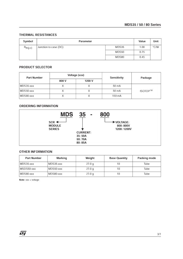 MDS35-800 Diode SCR Thyristor - ST-Microelectronics, Everything Else on Carousell