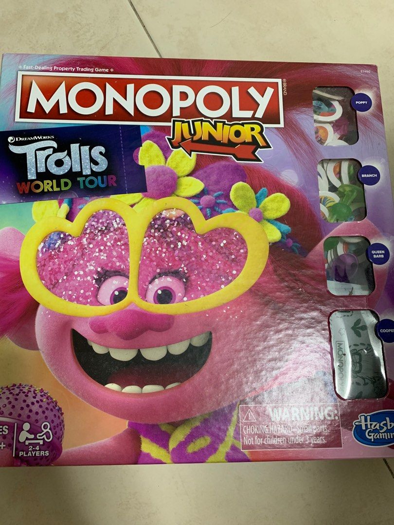 Monopoly junior trolls world tour, Hobbies & Toys, Toys & Games on ...
