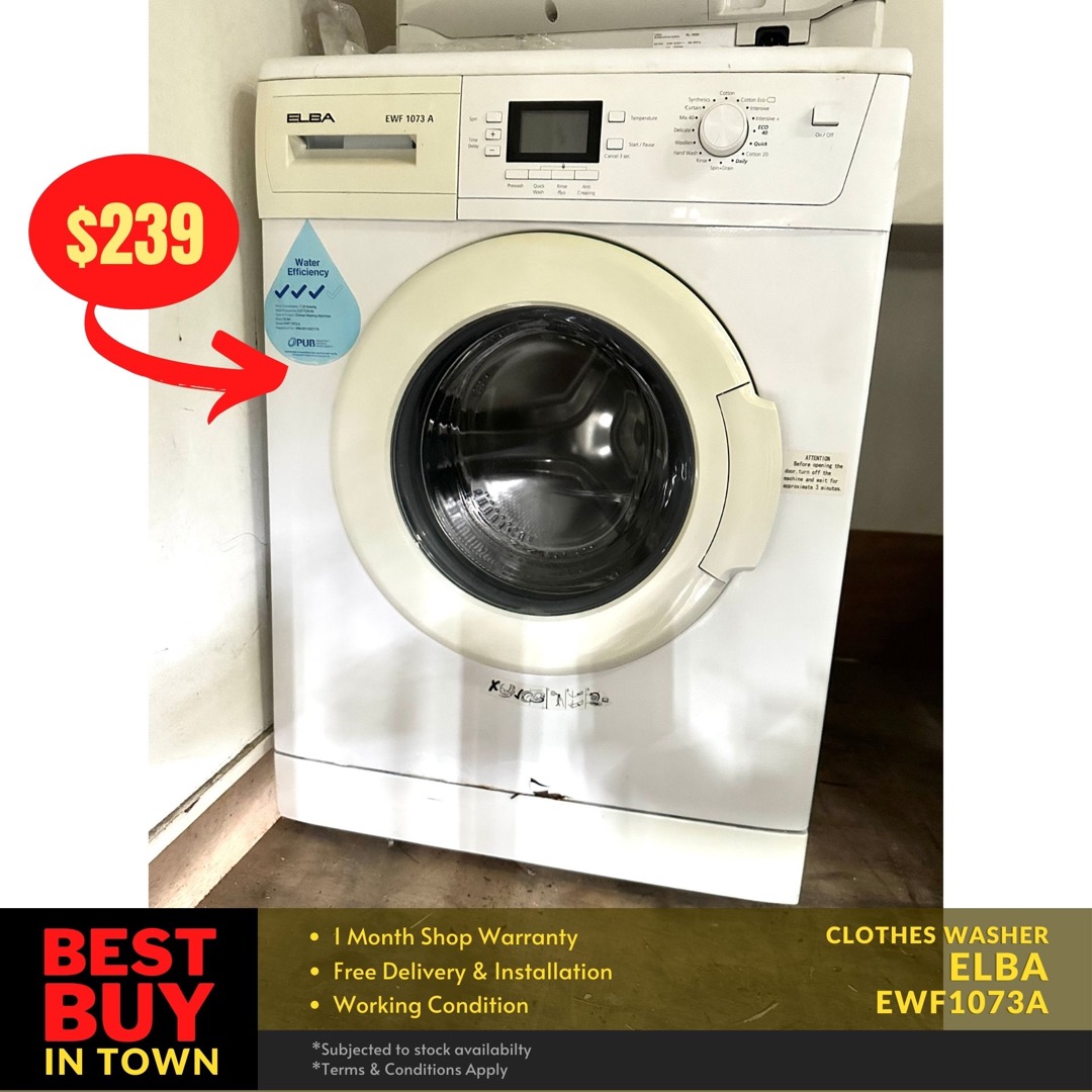 MUST BUY! ELBA 7KG Front-Loader Washing Machine EWF1073A, TV & Home ...