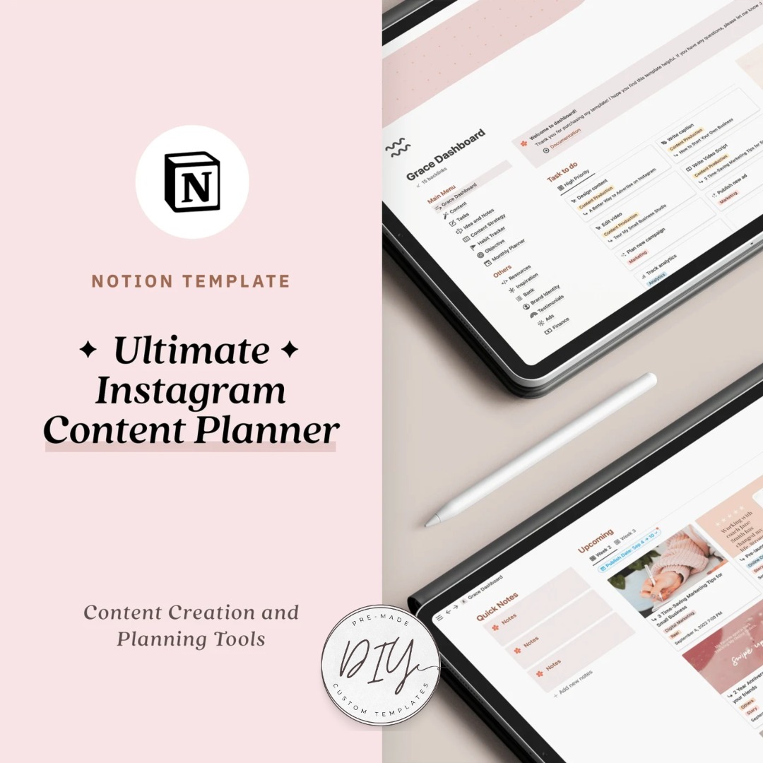 Notion Template Instagram Content Planner, Notion Social Media Planner ...