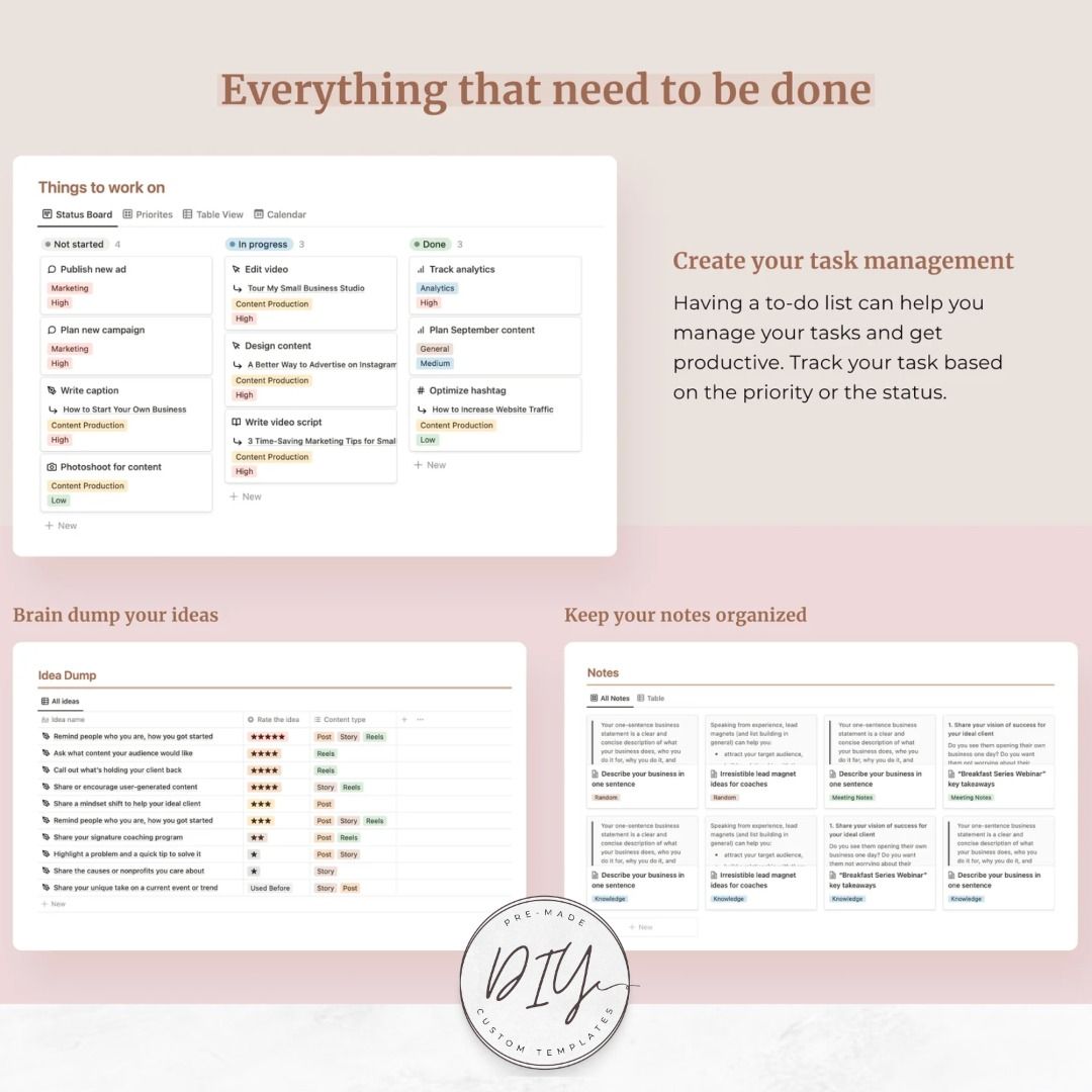 Notion Template Instagram Content Planner, Notion Social Media Planner ...