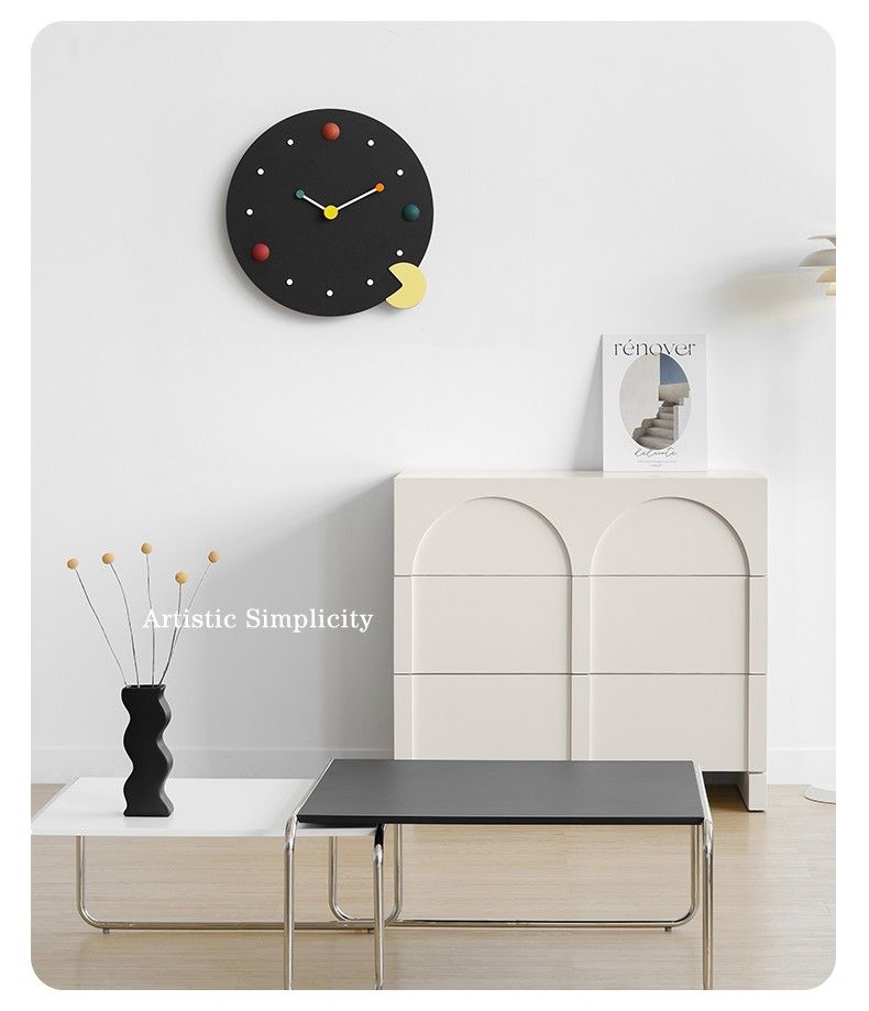 Pac-man Black Wall Clock, Furniture & Home Living, Home Decor, Clocks ...