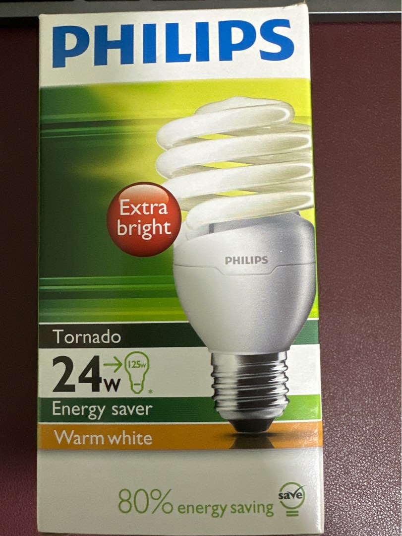 Philips 24W Energy Saver Light Bulb - Warm white, Furniture & Home ...