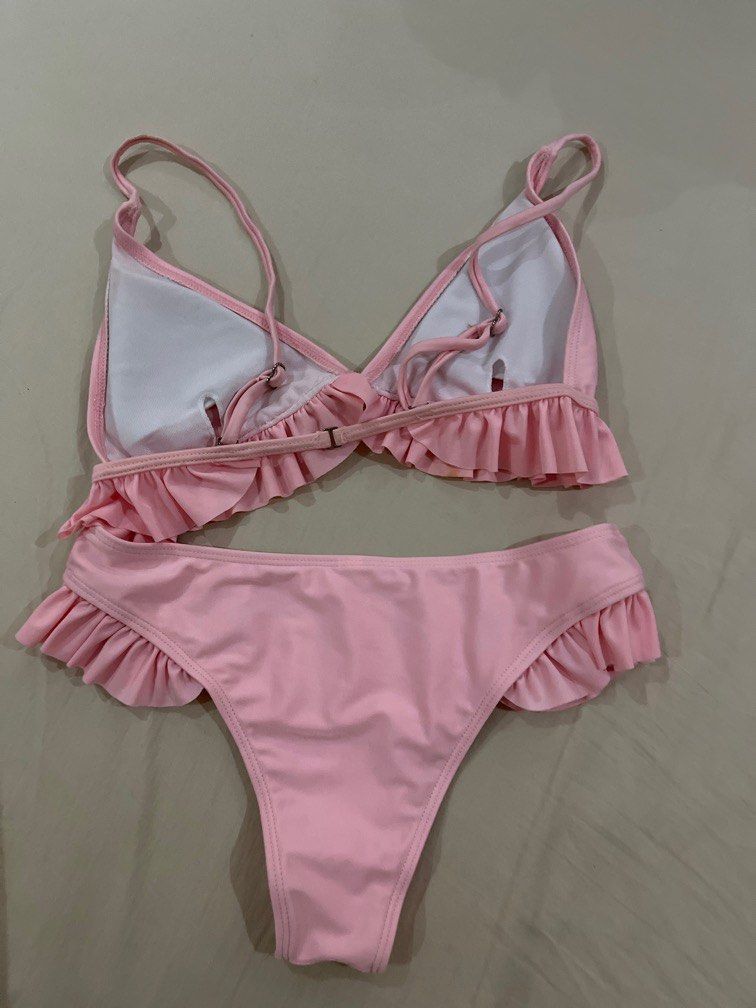 pink ruffled bikini, Women's Fashion, Swimwear, Bikinis & Swimsuits on ...