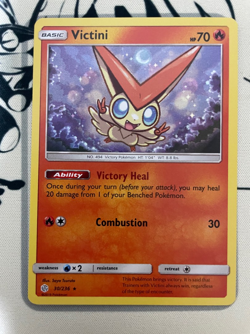 Pokemon TCG - Victini Holo Rare, Hobbies & Toys, Toys & Games on Carousell