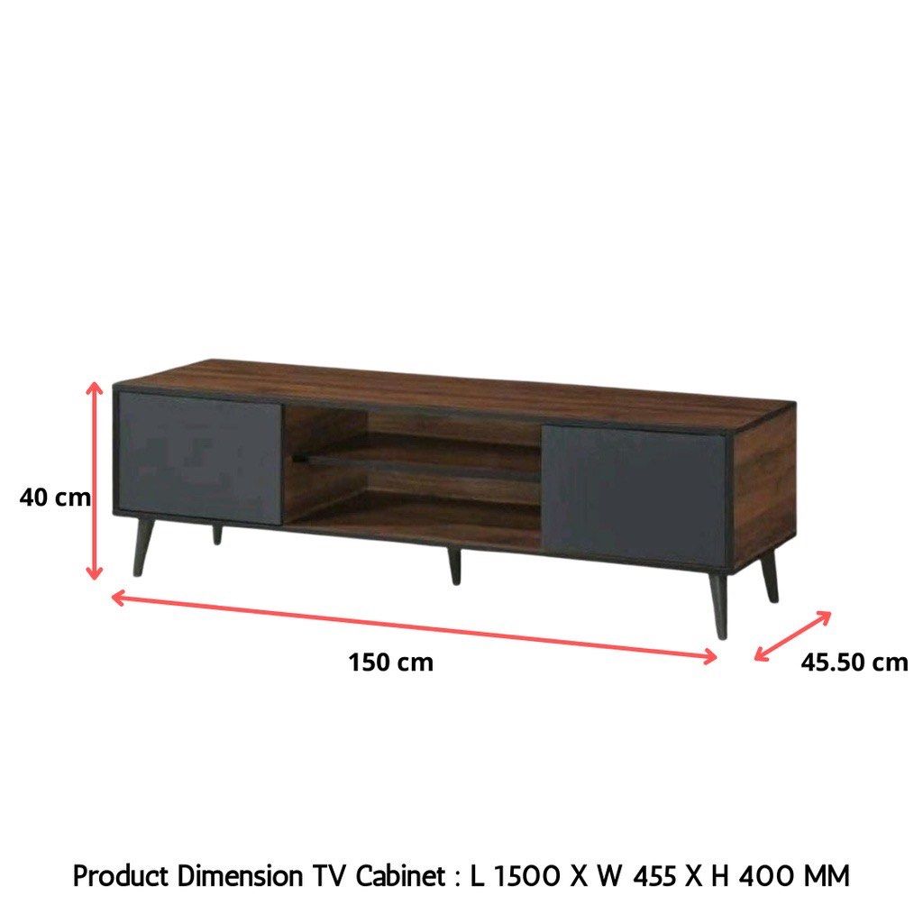 Rack TV Cabinet Storage Shelf 2 Door Rak TV Kabinet Modern 5ft Solid ...