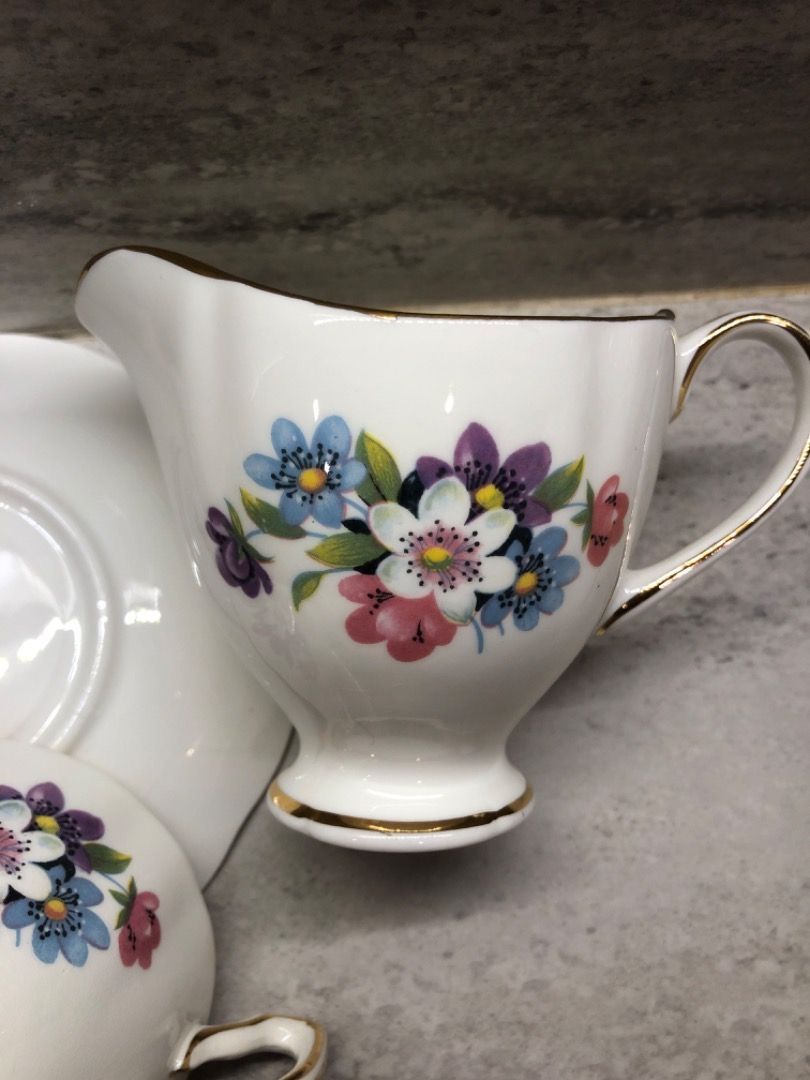 Rare Vintage Clare Bone China Floral Gold Trim Footed Tea Set, Hobbies ...