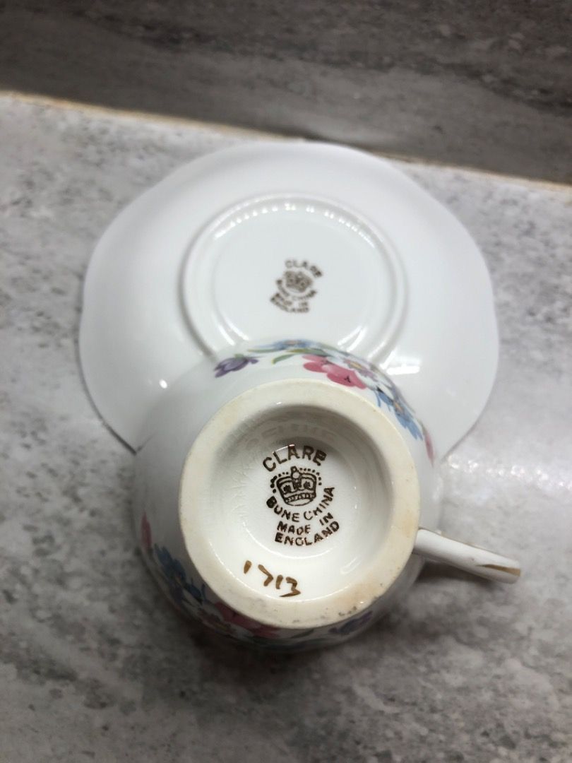 Rare Vintage Clare Bone China Floral Gold Trim Footed Tea Set, Hobbies ...