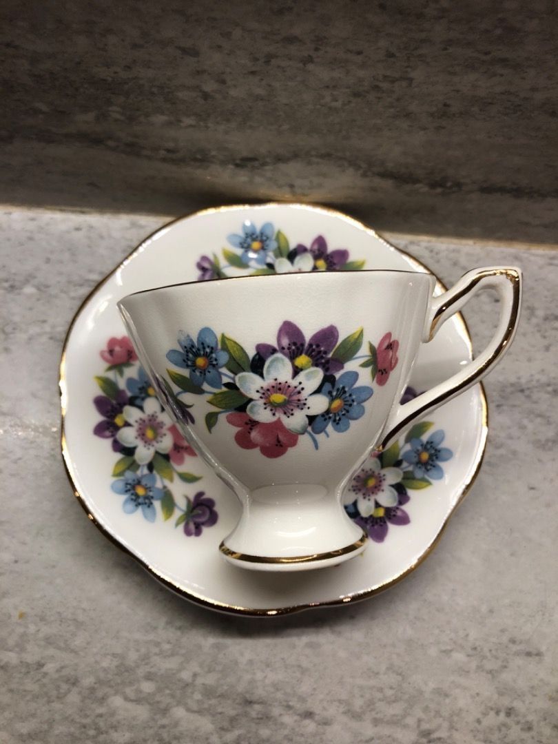 Rare Vintage Clare Bone China Floral Gold Trim Footed Tea Set, Hobbies ...