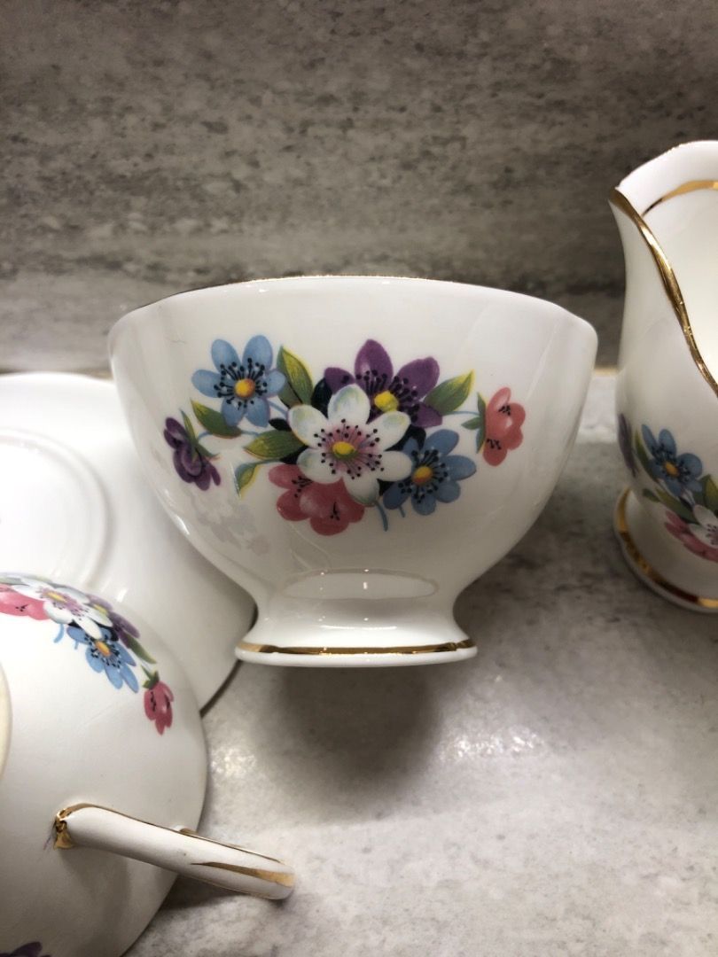 Rare Vintage Clare Bone China Floral Gold Trim Footed Tea Set, Hobbies ...