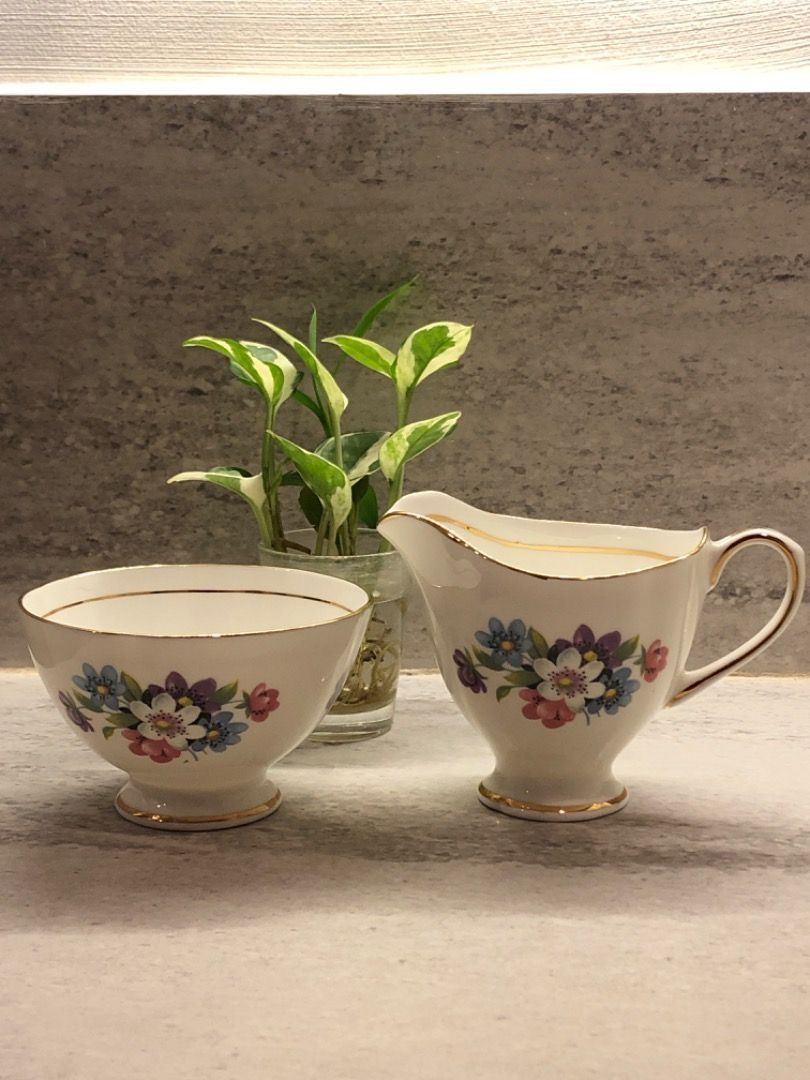Rare Vintage Clare Bone China Floral Gold Trim Footed Tea Set, Hobbies ...