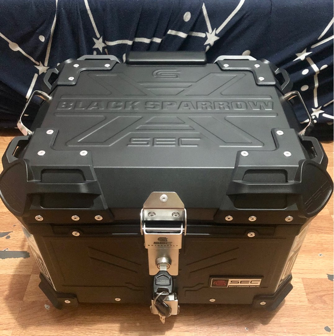 SEC Alloy Topbox 45liters BLACK SPARROW, Motorbikes, Motorbike Parts ...