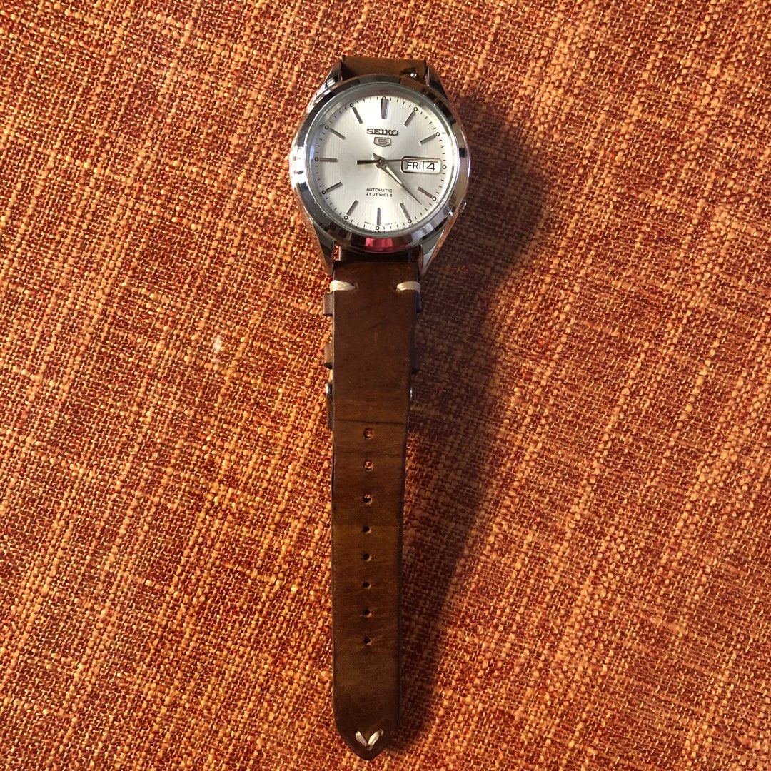 Seiko SNKL15 with Upgraded Genuine Leather Strap, Men's Fashion ...