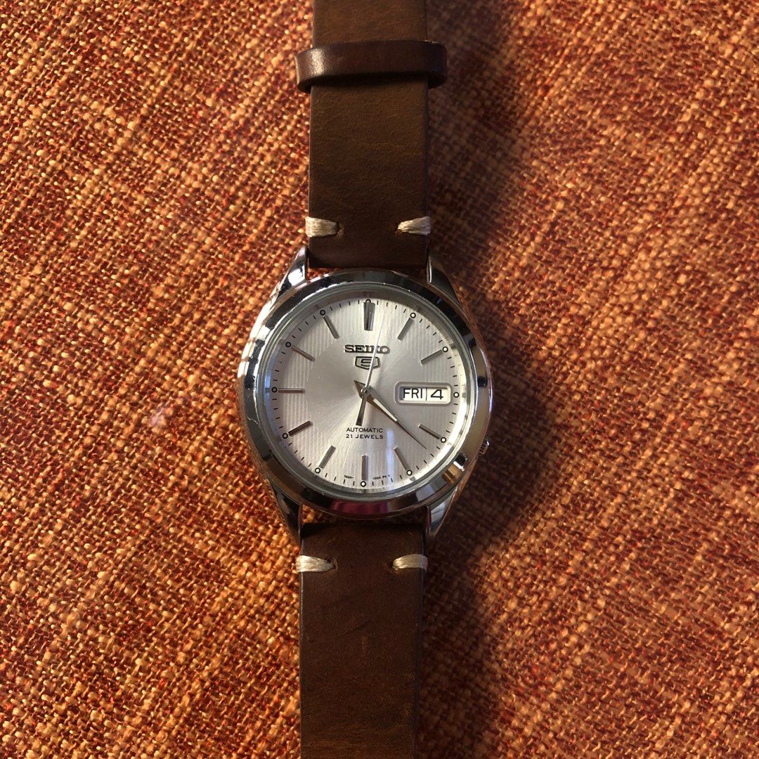 Seiko SNKL15 with Upgraded Genuine Leather Strap, Men's Fashion ...
