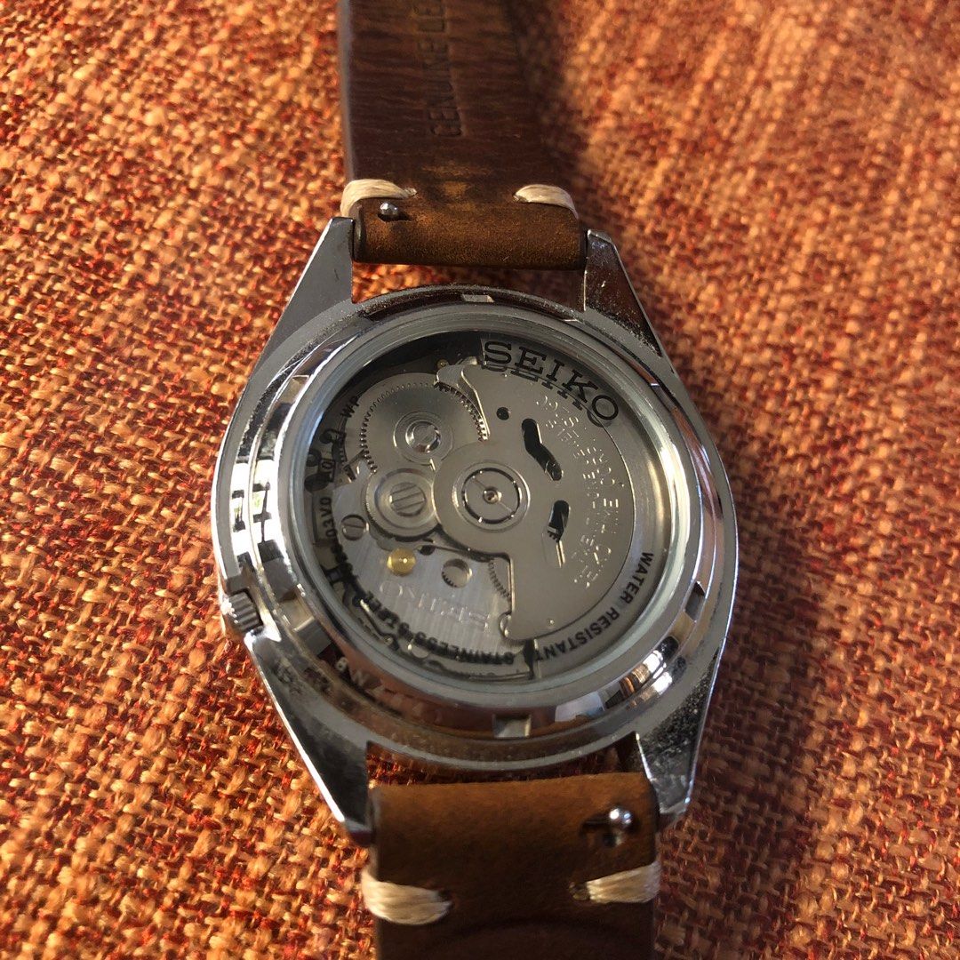 Seiko 5 SNKL15 with Upgraded Quality Leather Strap, Men's Fashion ...