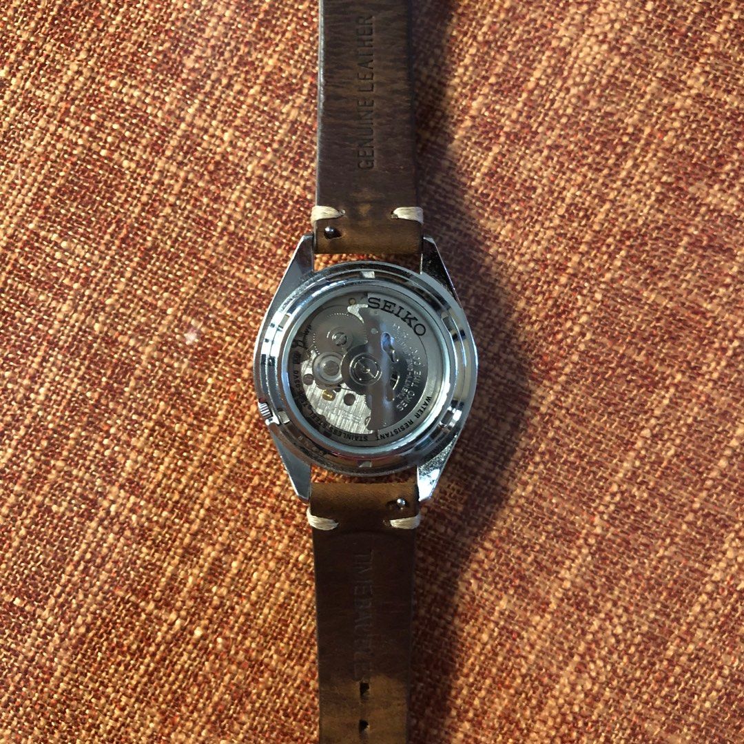 Seiko 5 SNKL15 with Upgraded Quality Leather Strap, Men's Fashion ...