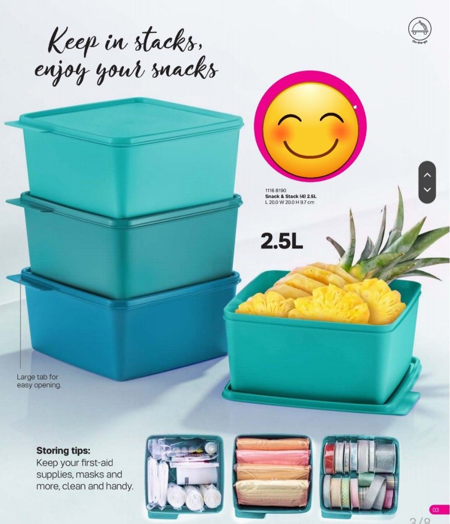 Tupperware Snack and Stack 2.5L, Furniture & Home Living, Kitchenware ...