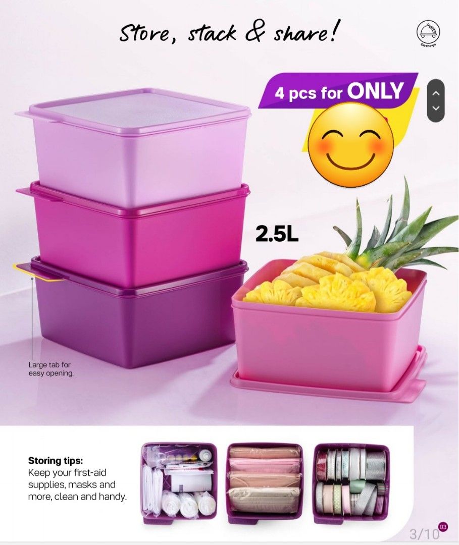 Tupperware Snack and Stack 2.5L, Furniture & Home Living, Kitchenware ...
