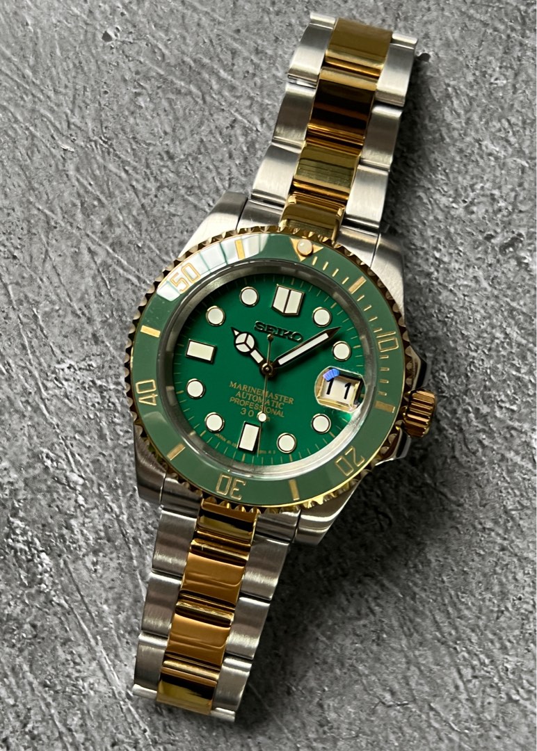 Two Tone Gold x Green Sub Mod, Men's Fashion, Watches & Accessories ...