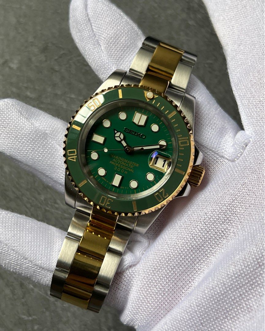 Two Tone Gold x Green Sub Mod, Men's Fashion, Watches & Accessories ...