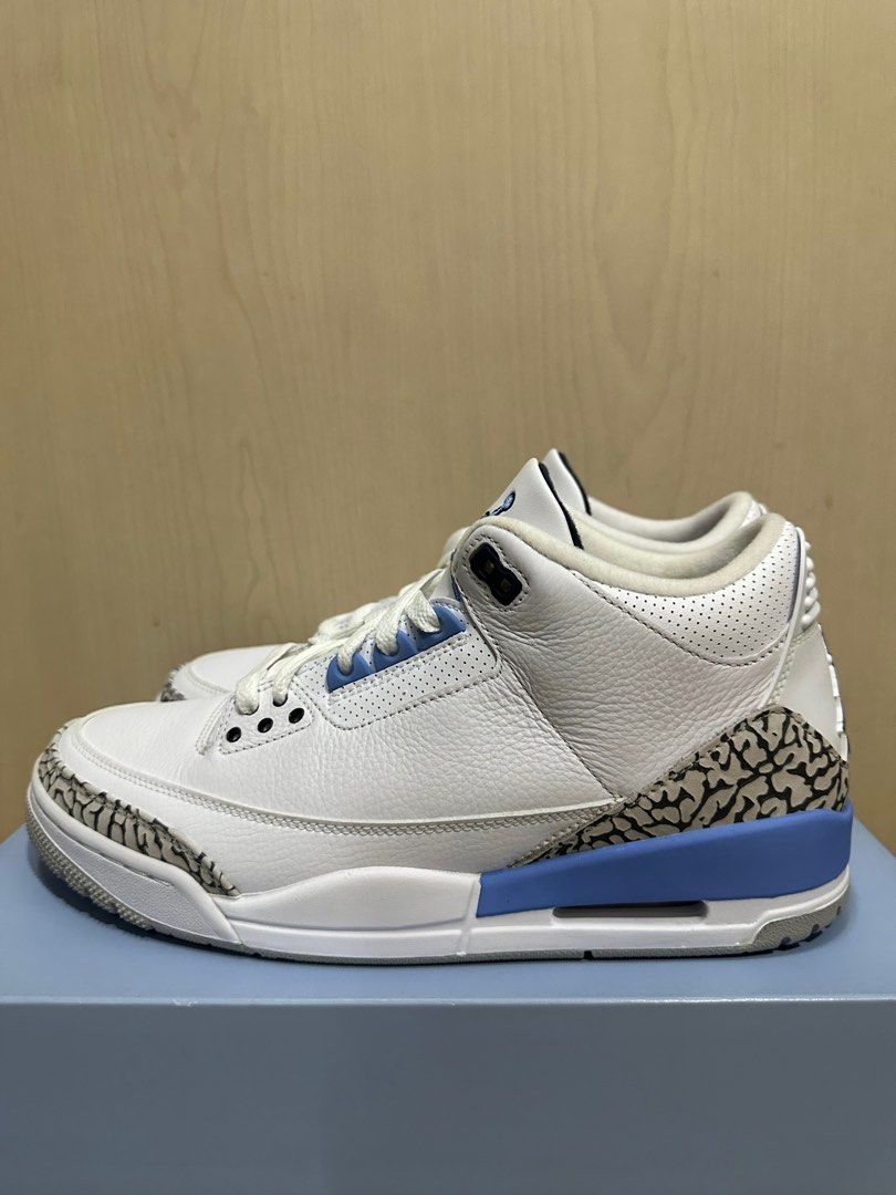 (US 10) BNDS Air Jordan 3 UNC University Blue, Men's Fashion, Footwear ...