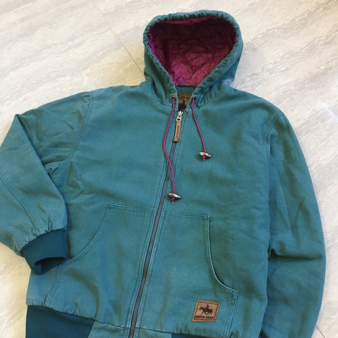 Vintage roper ranger gear duck jacket quilted sherpa lined mint green ...
