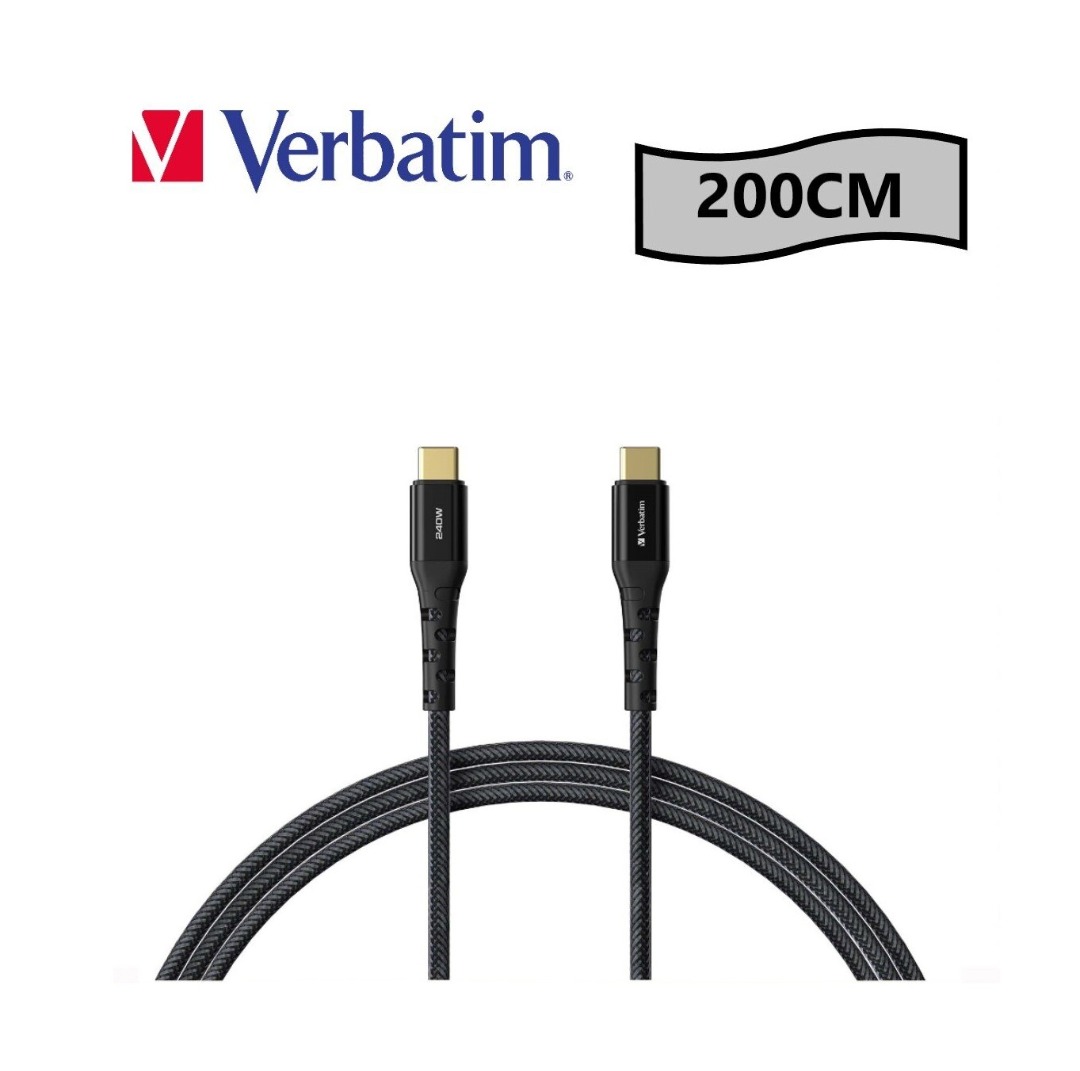 行貨| 有單| 門市自取/寄貨 Verbatim - 200CM Tough Max 240W Type C 至 Type C 充電傳輸線 ...
