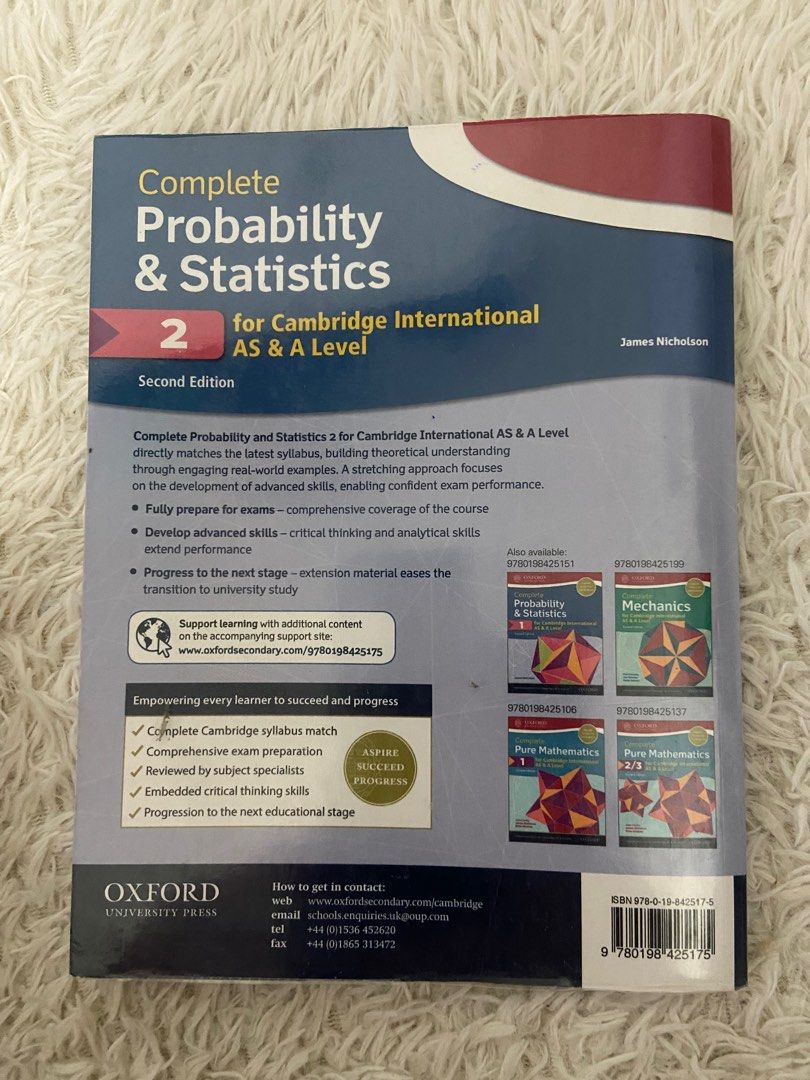 Cambridge Statistics (S2) textbook, Hobbies & Toys, Books & Magazines ...