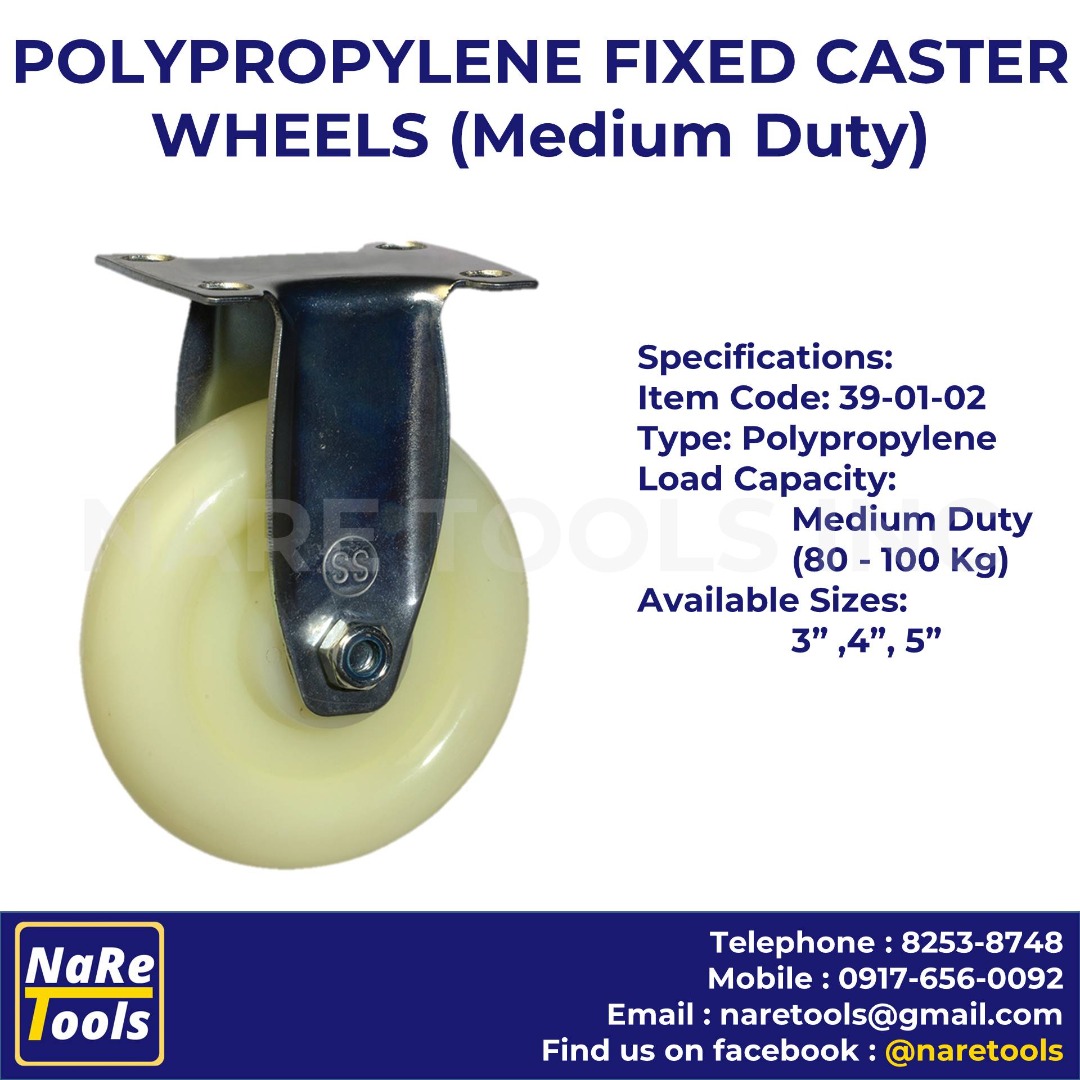CASTER WHEELS - MD Polypropylene Fixed Caster Wheels, Commercial ...