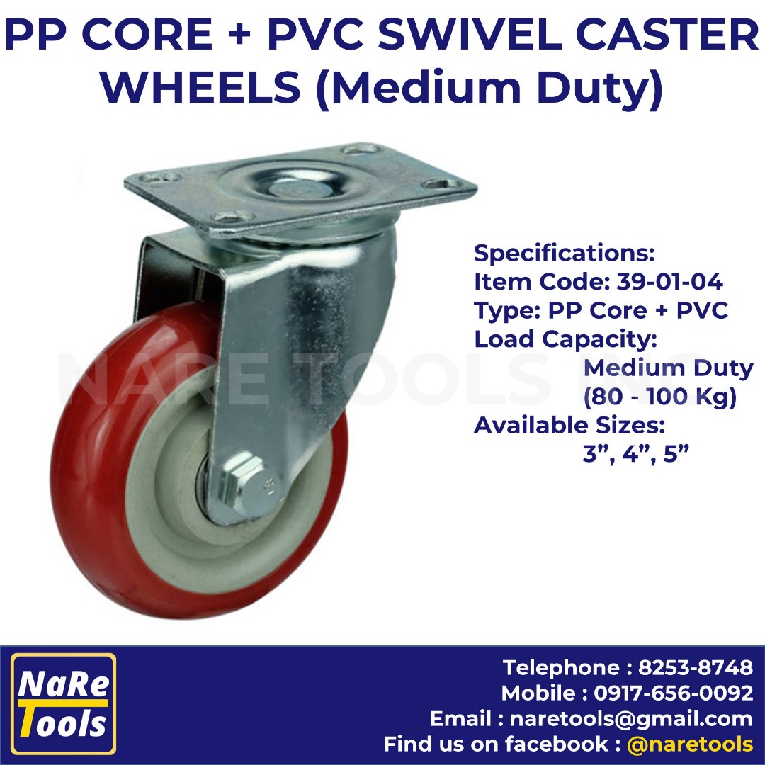 CASTER WHEELS - PP Core + PVC Swivel Caster Wheels, Commercial ...