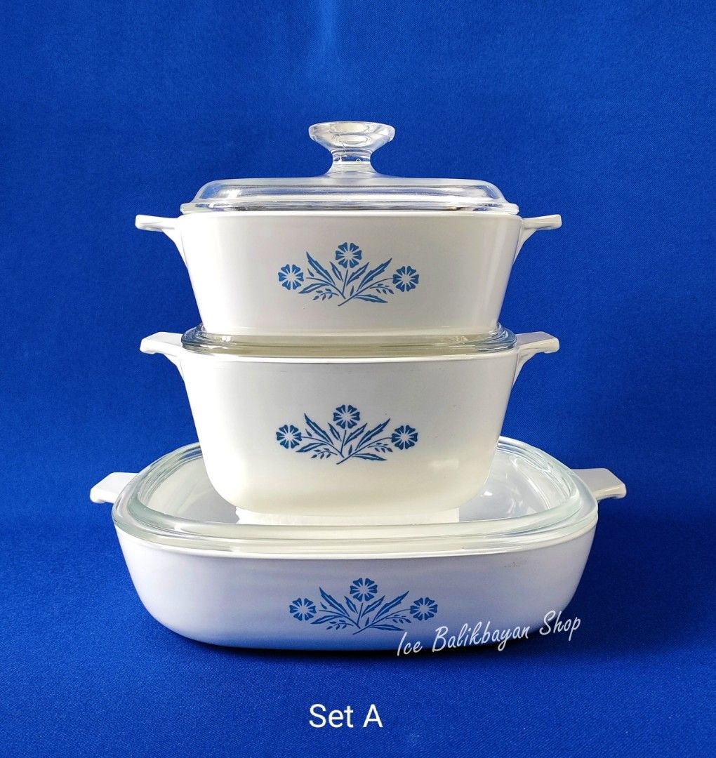 Corningware Blue Cornflower Set A, Furniture & Home Living, Kitchenware ...