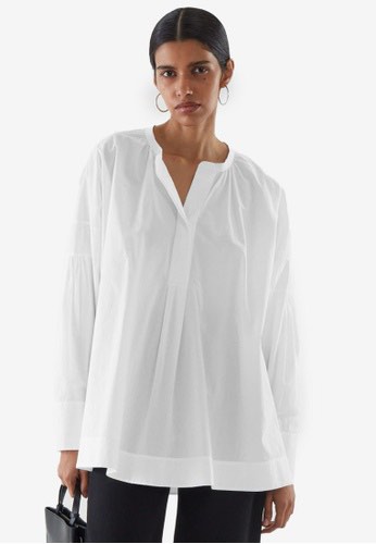 COS Pleated Tunic - White, Women's Fashion, Tops, Blouses on Carousell