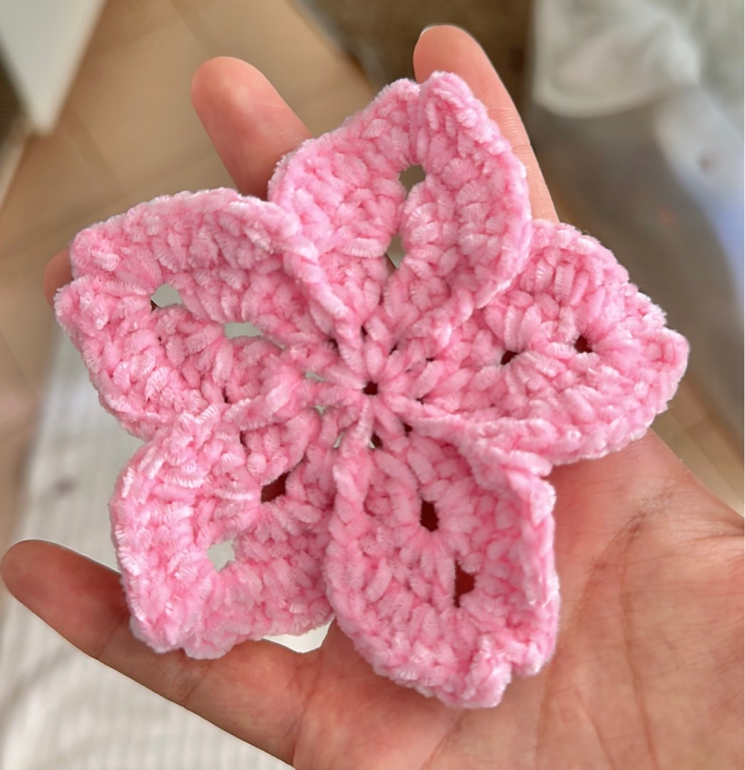 Crochet Sakura coaster, Hobbies & Toys, Stationery & Craft, Handmade ...
