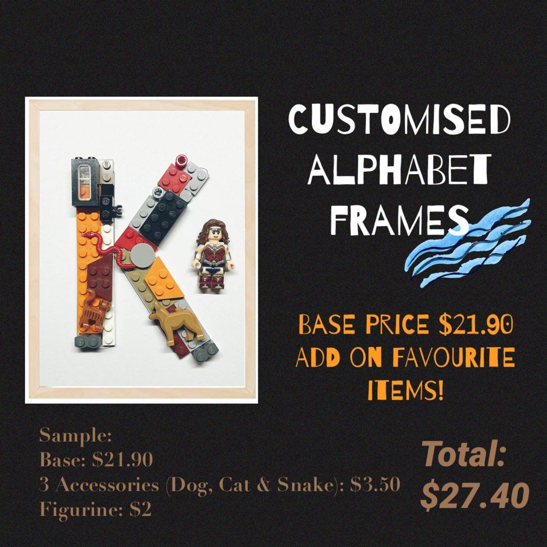 Customised minifigure alphabet frame Lego compatible, Hobbies & Toys ...