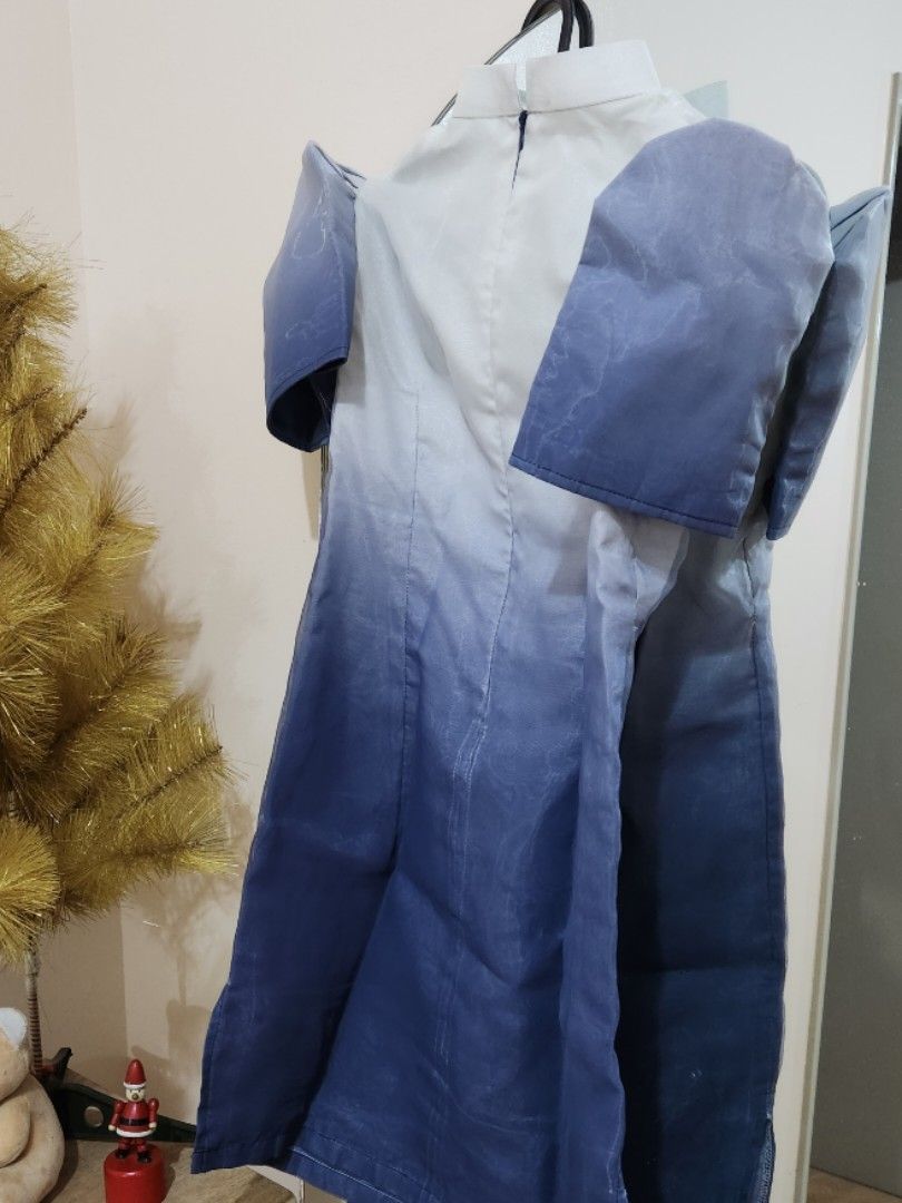 Dusty Blue Filipiniana Barong Dress for Graduation, Women's Fashion ...