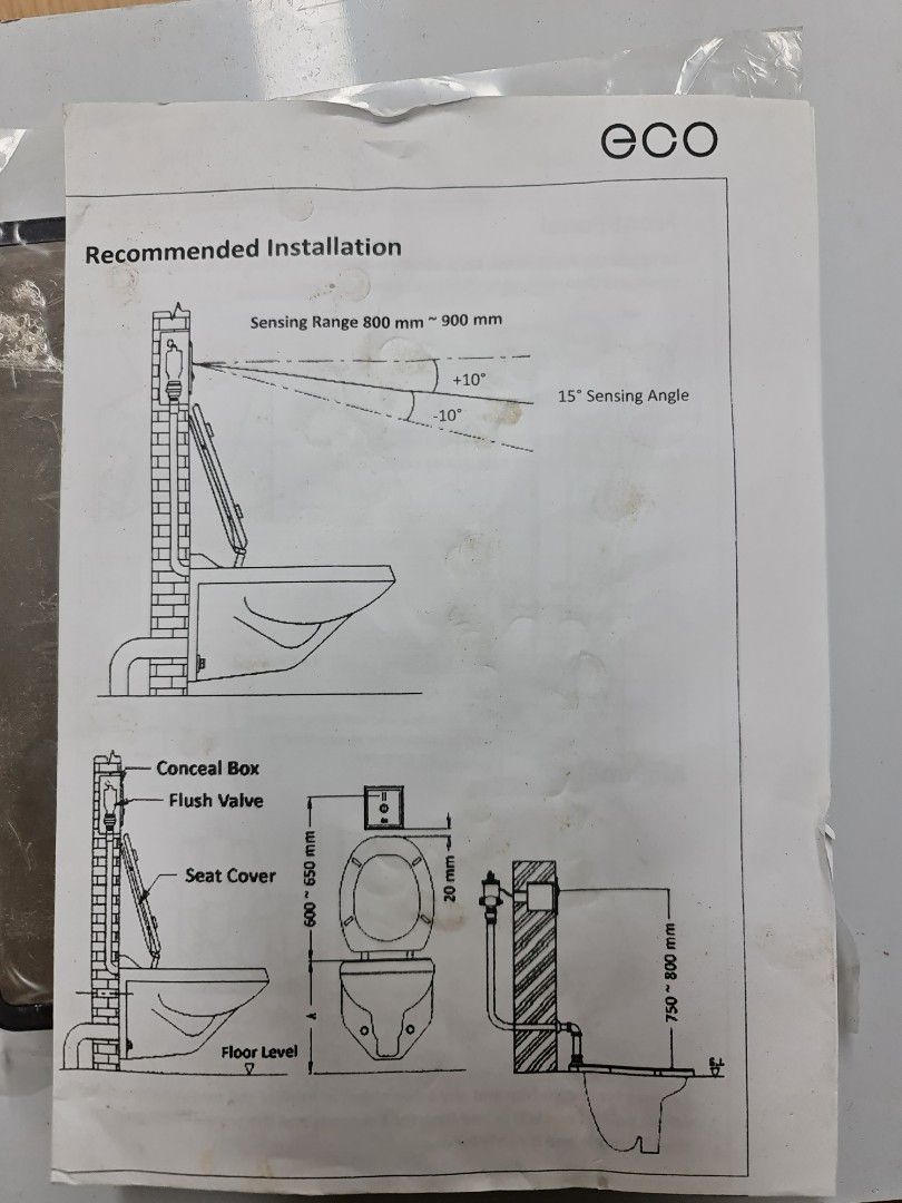 ECO Concealed box type WC sensor operated flusg valve, Furniture & Home ...