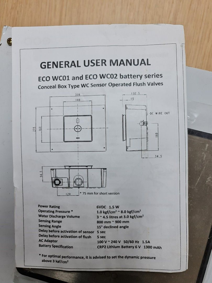 ECO Concealed box type WC sensor operated flusg valve, Furniture & Home ...