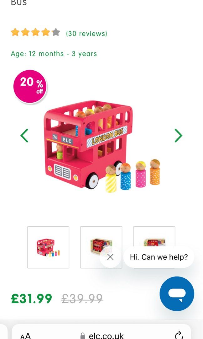 ELC Mothercare Wooden London Bus, Hobbies & Toys, Toys & Games on Carousell