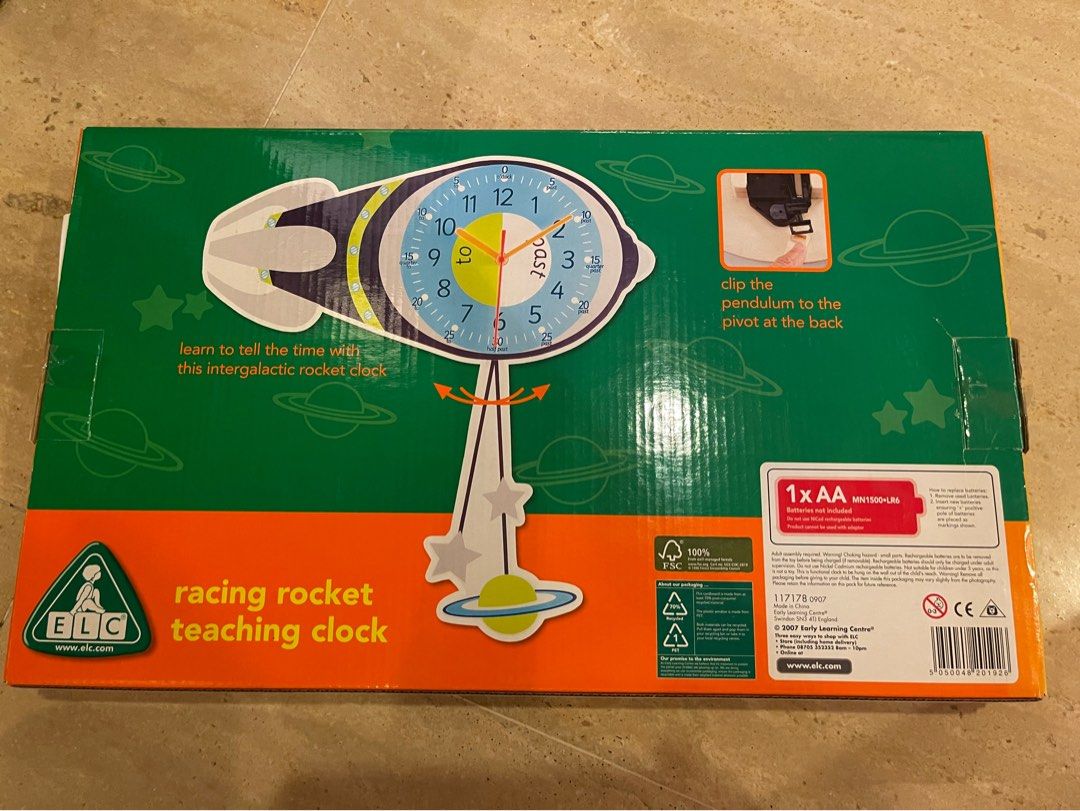 ELC rocket teaching clock, Hobbies & Toys, Toys & Games on Carousell