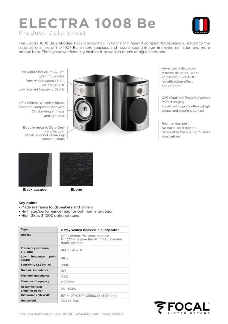 Focal Electra 1008 be Speaker, Audio, Soundbars, Speakers & Amplifiers ...