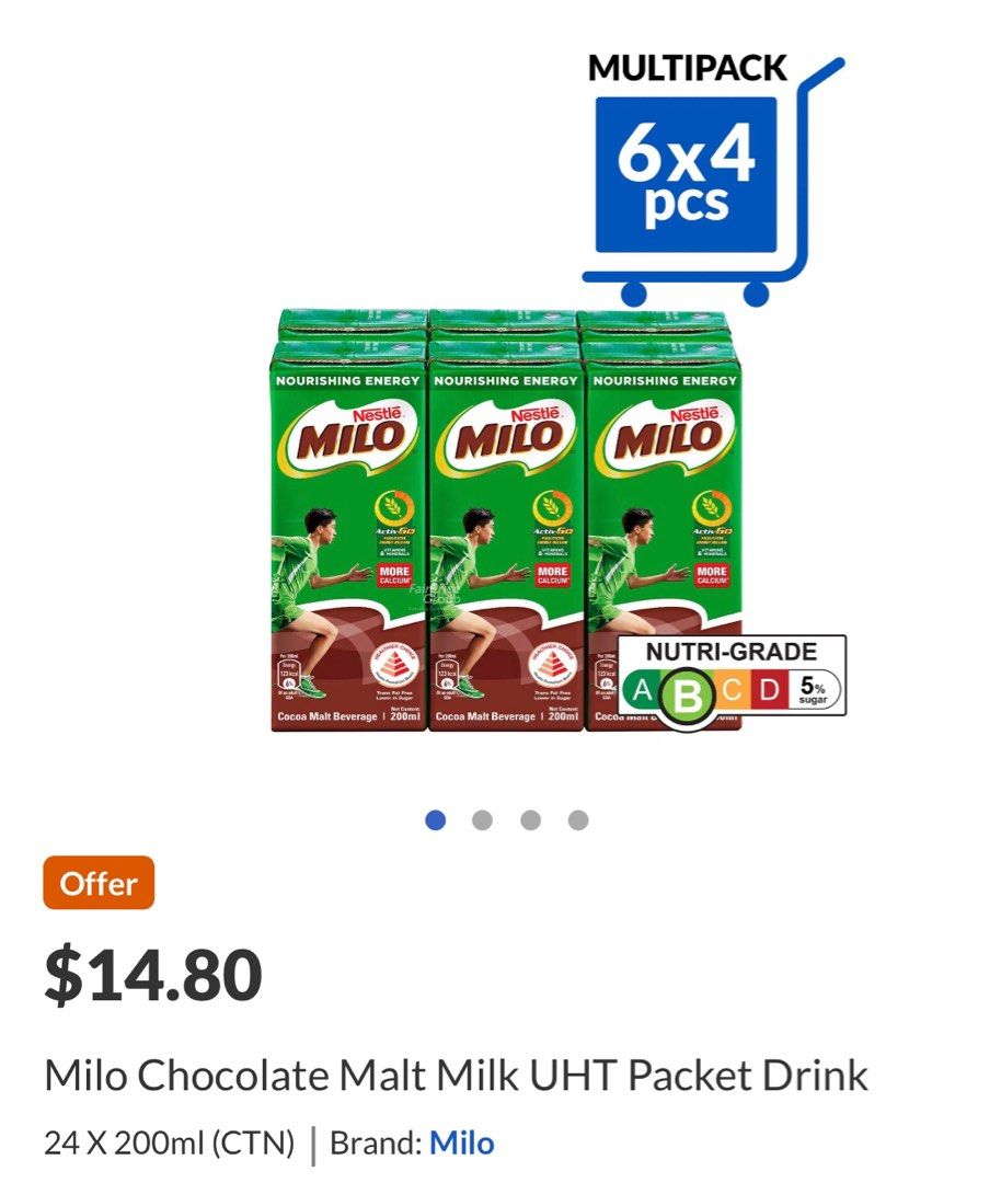 Free delivery!! SG Milo Packet Drink Carton (24x200ml), Food & Drinks ...