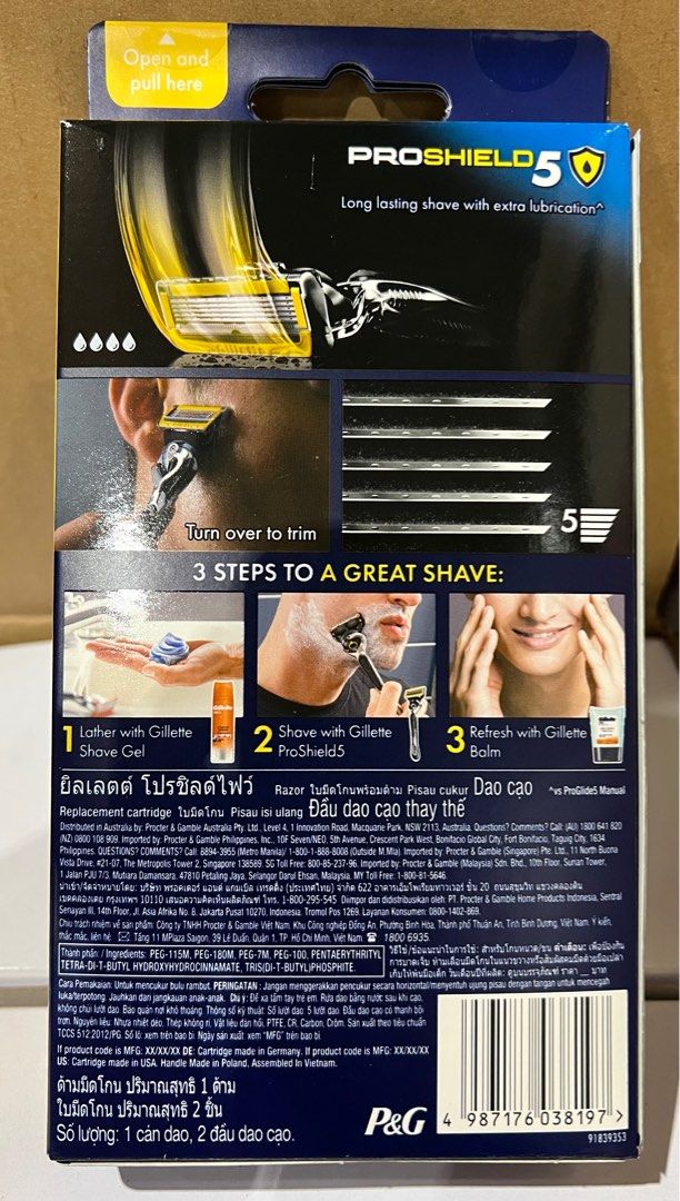 Gillette ProShield 5 Razor (FULL SET - 2 shaver blade + stick), Beauty ...