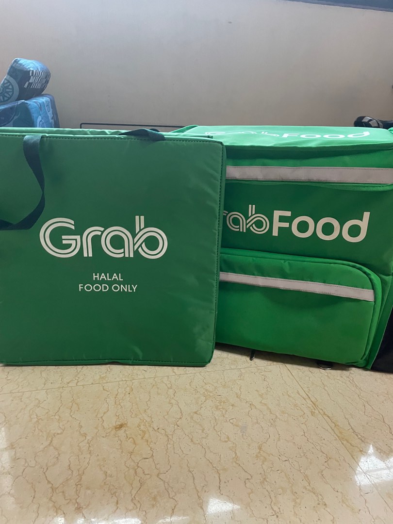 Grab food bag + Halal bag, Motorcycles, Motorcycle Accessories on Carousell