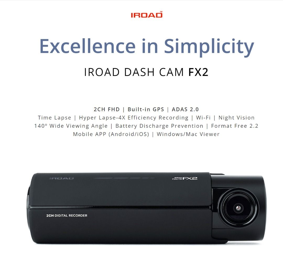 IROAD FX2 Dual Channel Dash Camera., Car Accessories, Accessories on Carousell