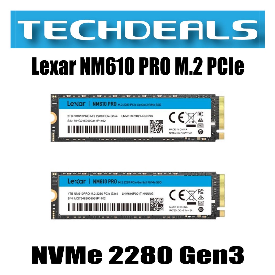 Lexar NM610 PRO M.2 PCIe NVMe 2280 Gen3 SSD - 1TB | 2TB, Computers ...